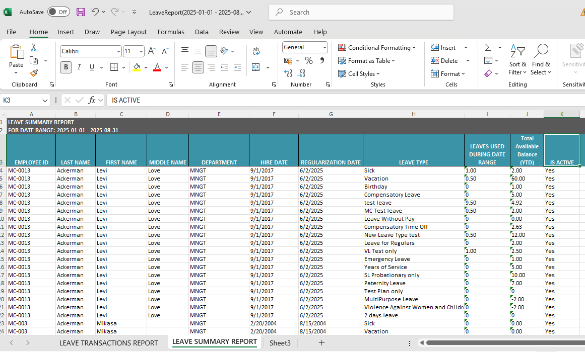 How to Generate Leave Report