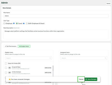 Role Center: Changing the User Type of a Role with Users Assigned