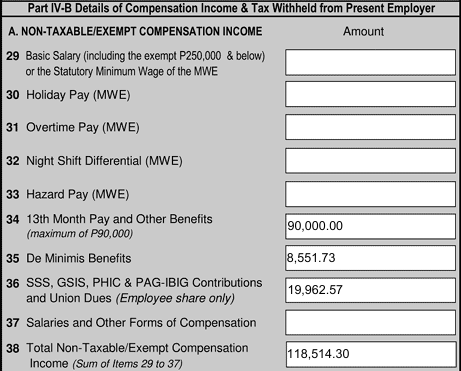 Composition of BIR Form 2316