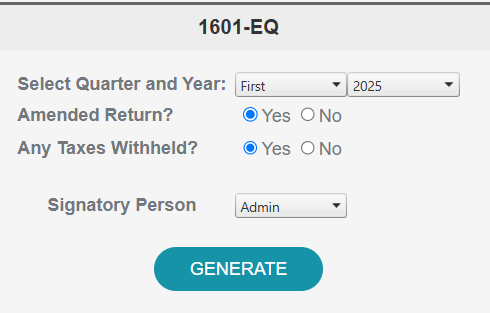 How to Generate BIR Form 1601-EQ