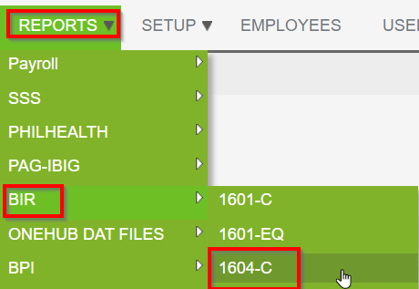 How to Generate the BIR Form 1604-C