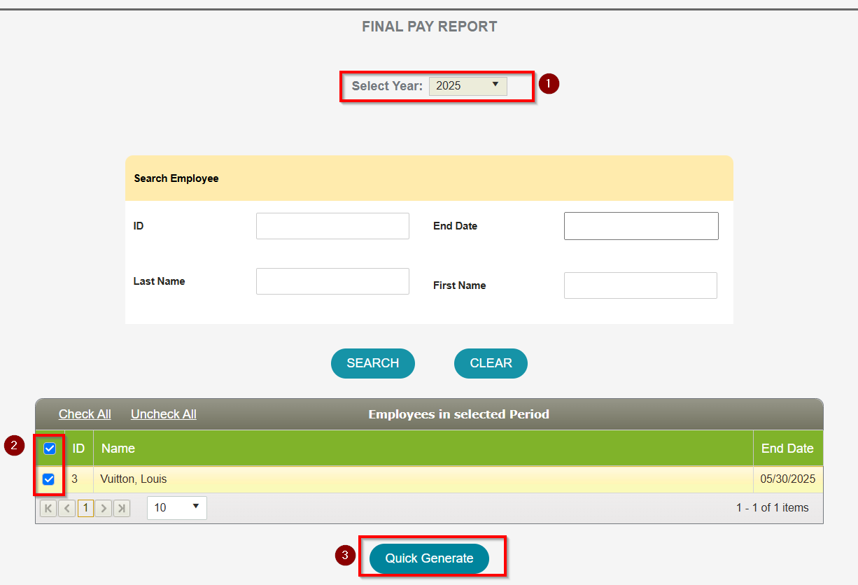 Final Pay Report