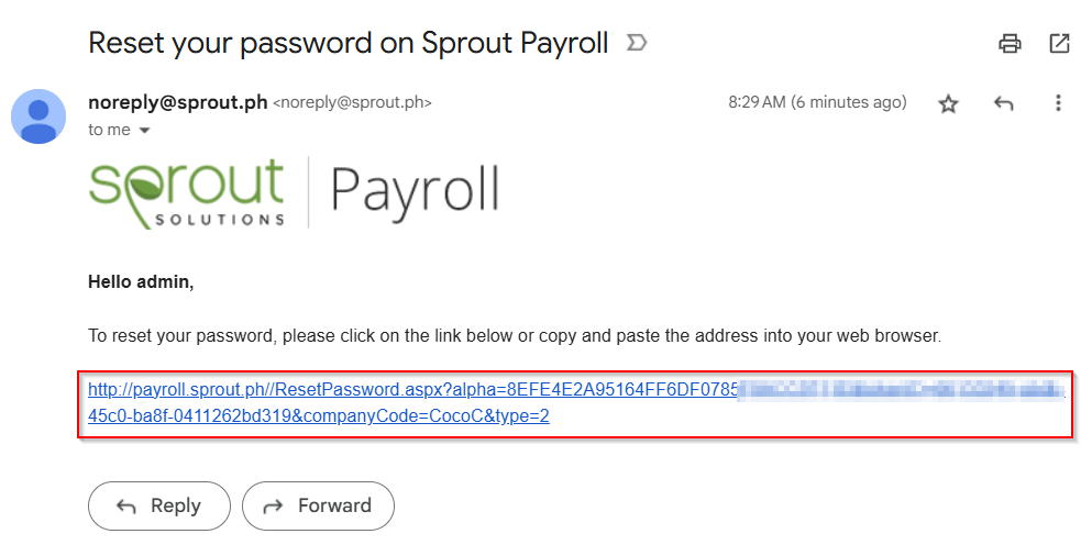 How Do I Reset My Security Password for Sprout Payroll? (For Admins)