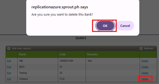 How to Delete Banks in Sprout Payroll?