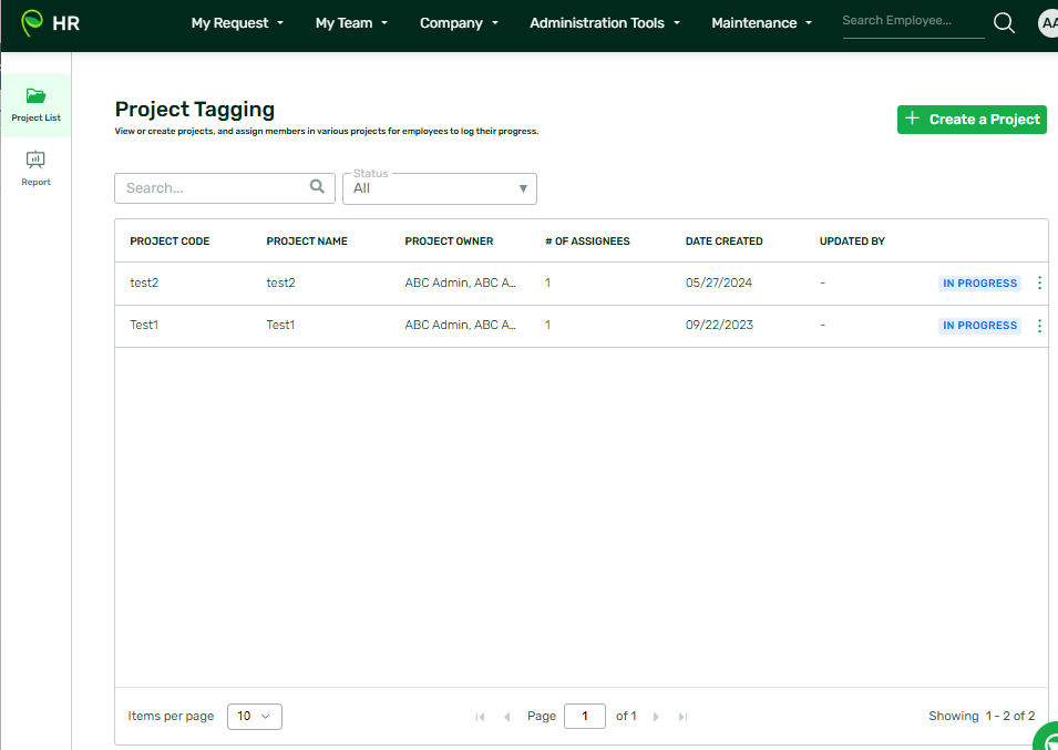 How To View The Project Tagging Management Page