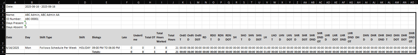 Attendance Report: More Detailed Version