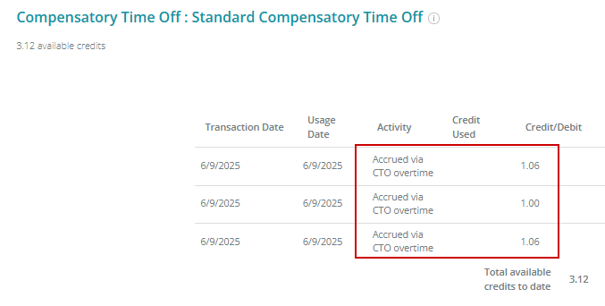 Compensatory Time Off (CTO)