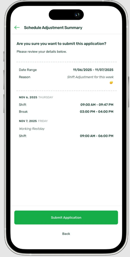 My Request - Schedule Adjustment