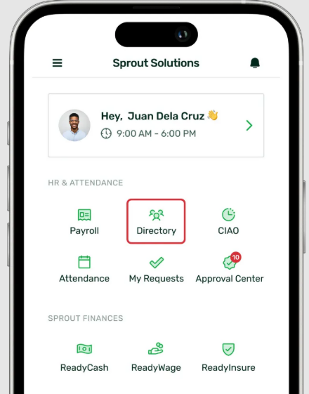 Accessing the Employee Directory in Sprout Mobile