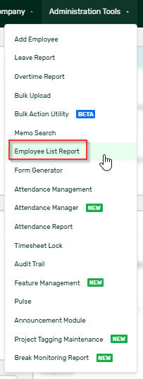 Employee List Report (Exclude Inactive Status Filter)